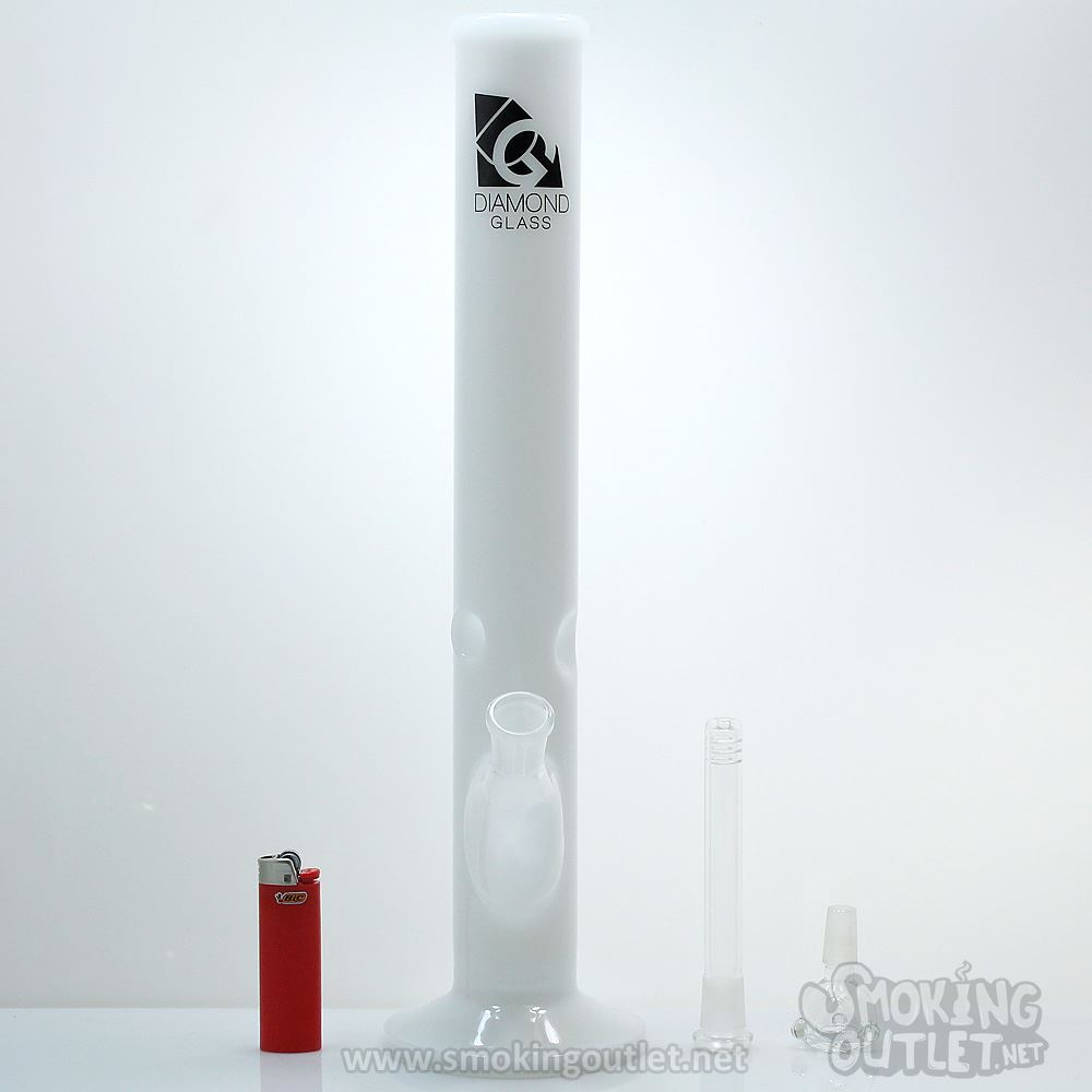 16" White Lightning Bong by Diamond Glass | Smoking Outlet