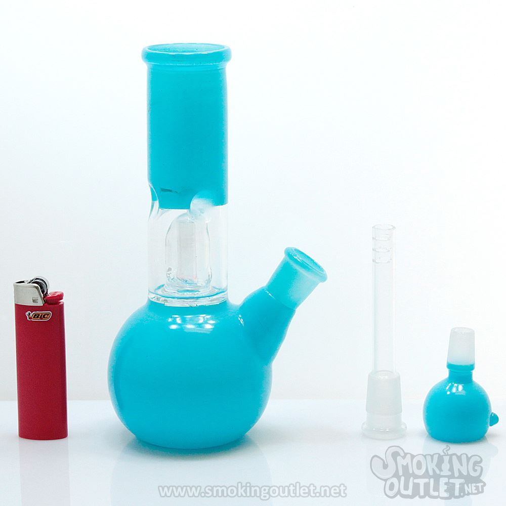 Baby Blue Mini Bong w/ Ghost Perc and Ice Pinch | Smoking Outlet