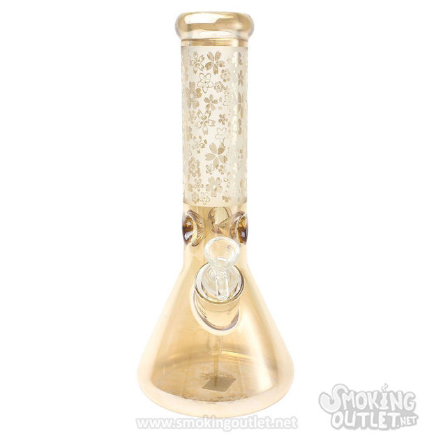 Rose Gold Etched Flower Bong | Smoking Outlet